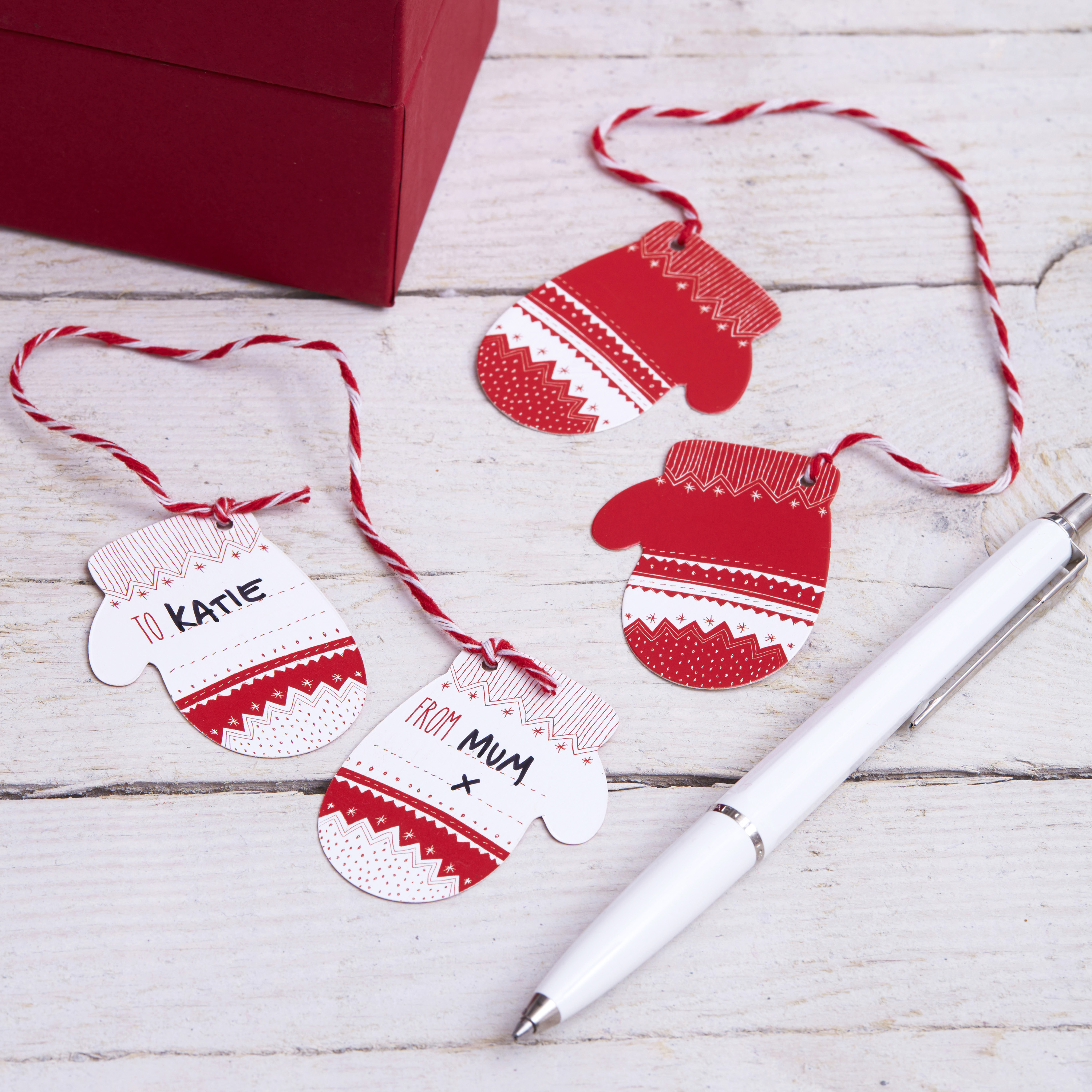 Red and White Festive Mitten Gift Tags - Cosy Christmas | Ginger Ray