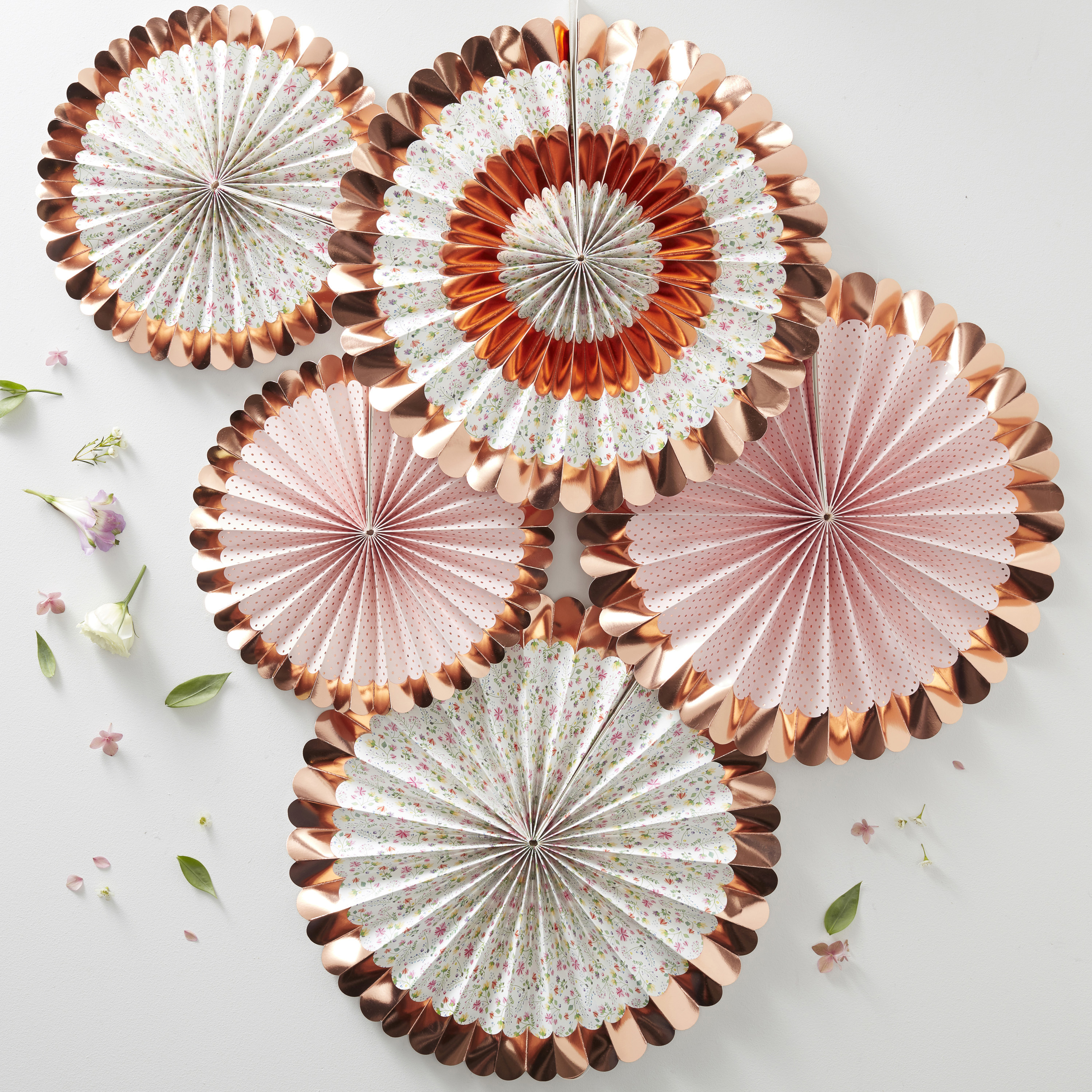 Rose Gold Floral & Foil Fan Party Decorations | Ginger Ray | Ginger Ray