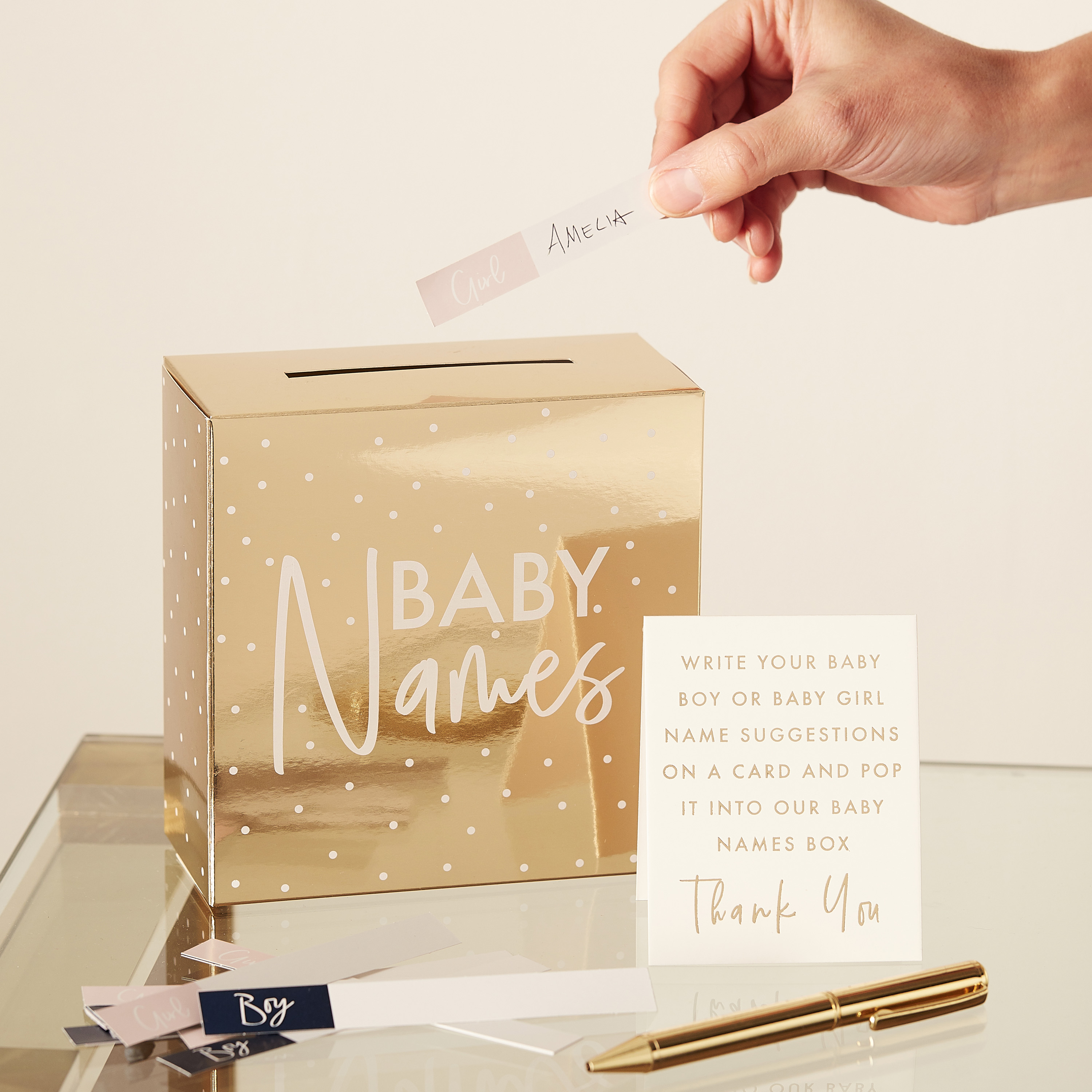 Gold Foiled Baby Names Box | Ginger Ray