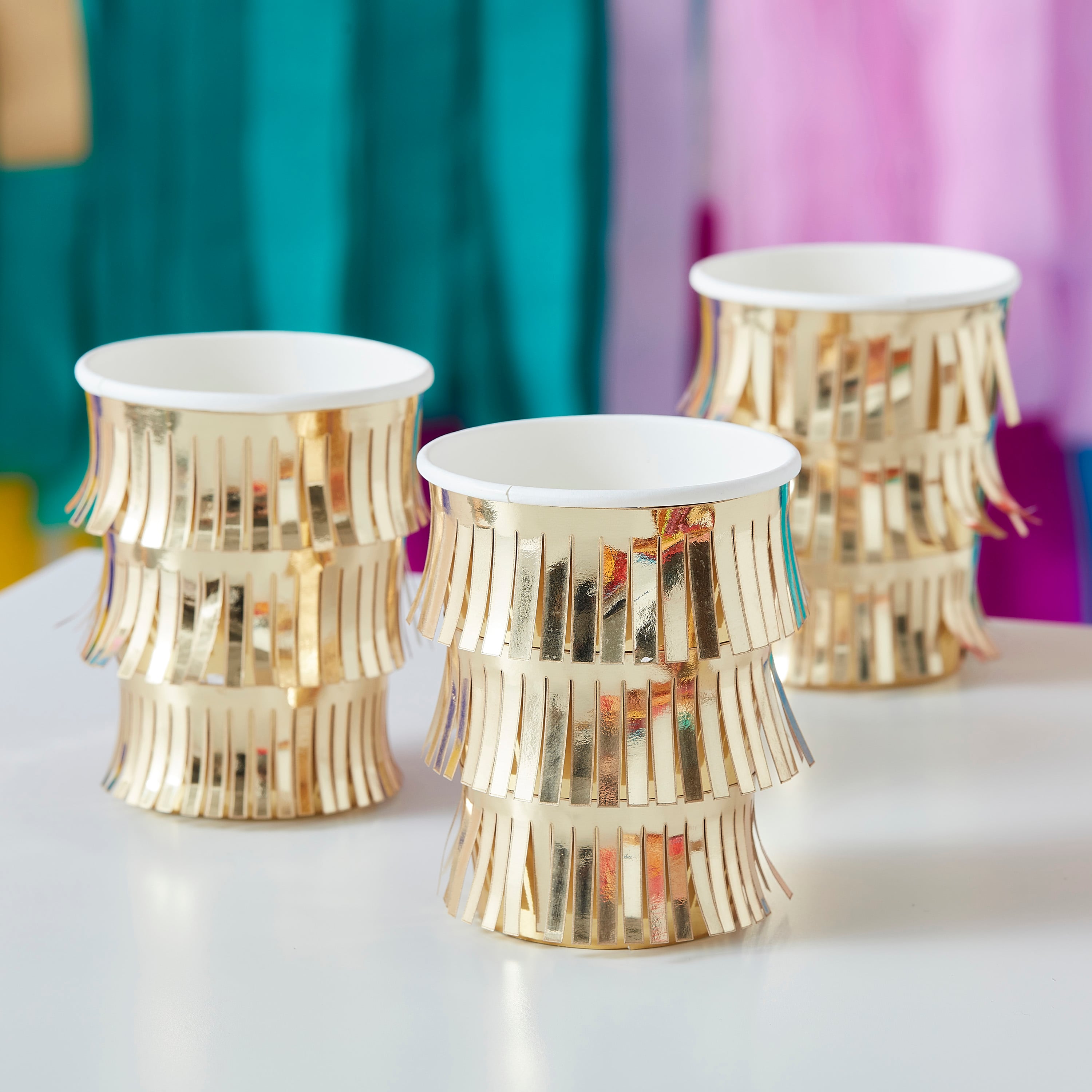 Fringed Gold Paper Party Cups | Ginger Ray