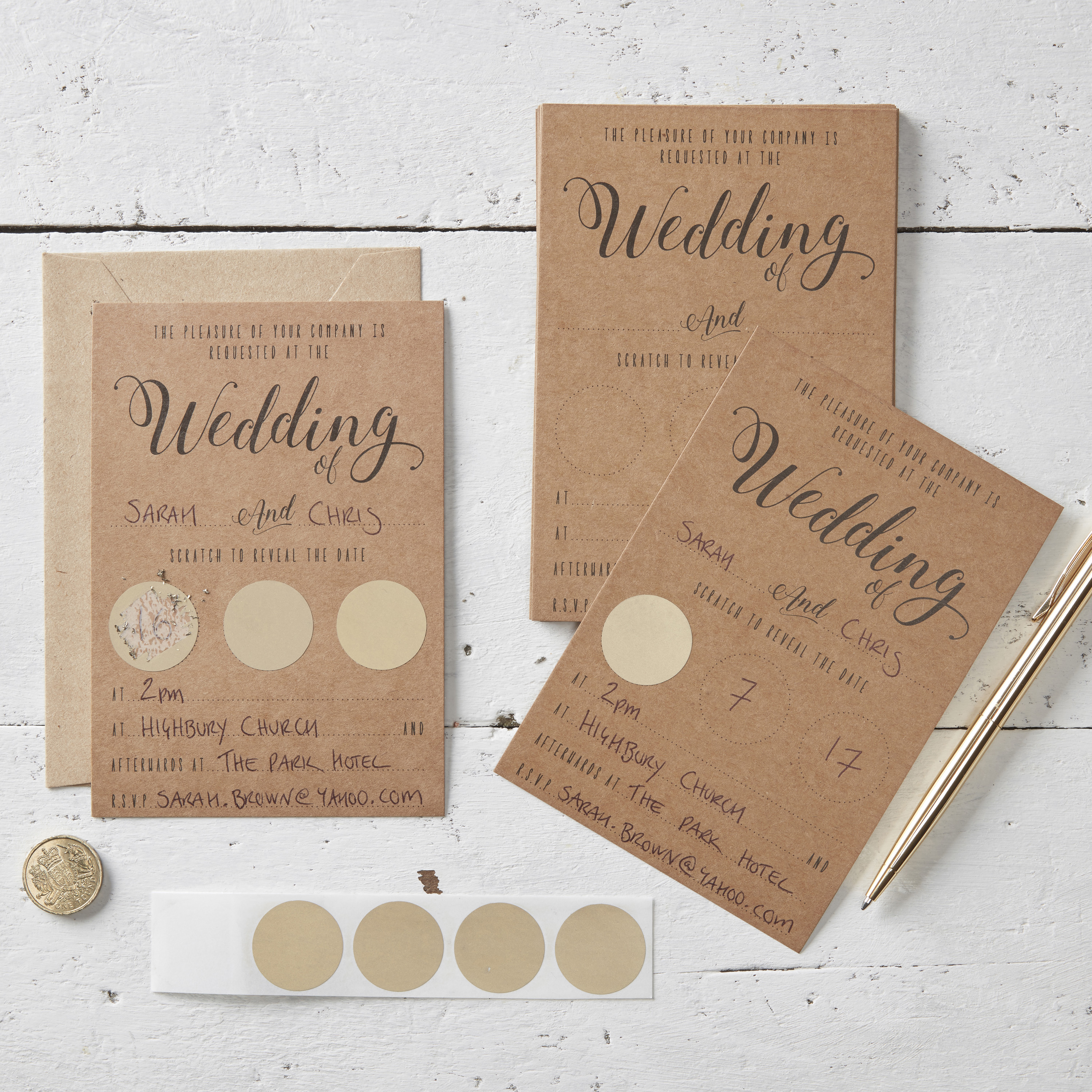 Kraft Scratch The Date Wedding Invitations - Scratch & Reveal | Ginger Ray