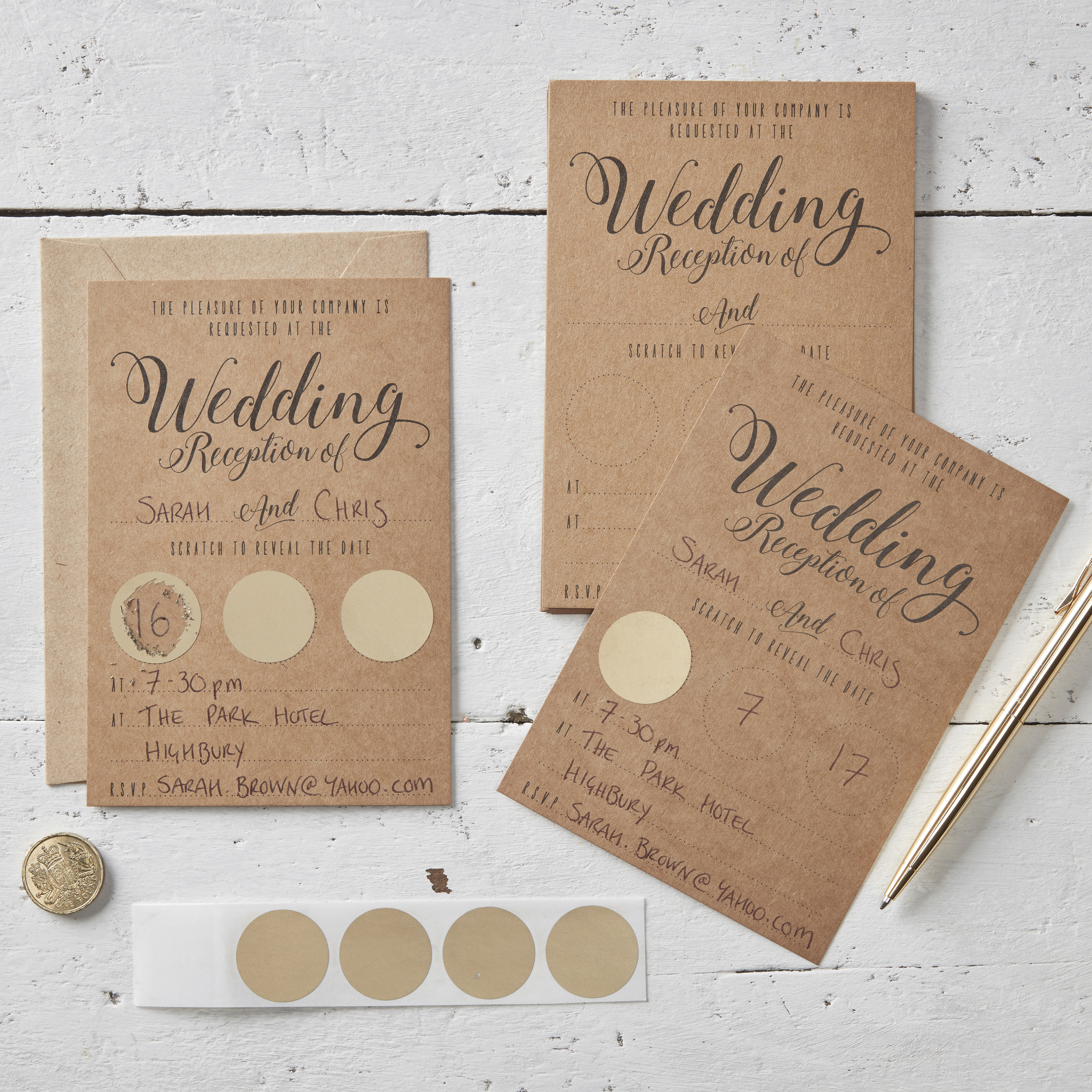 Kraft Scratch The Date Wedding Evening invitations - Scratch & Reveal ...
