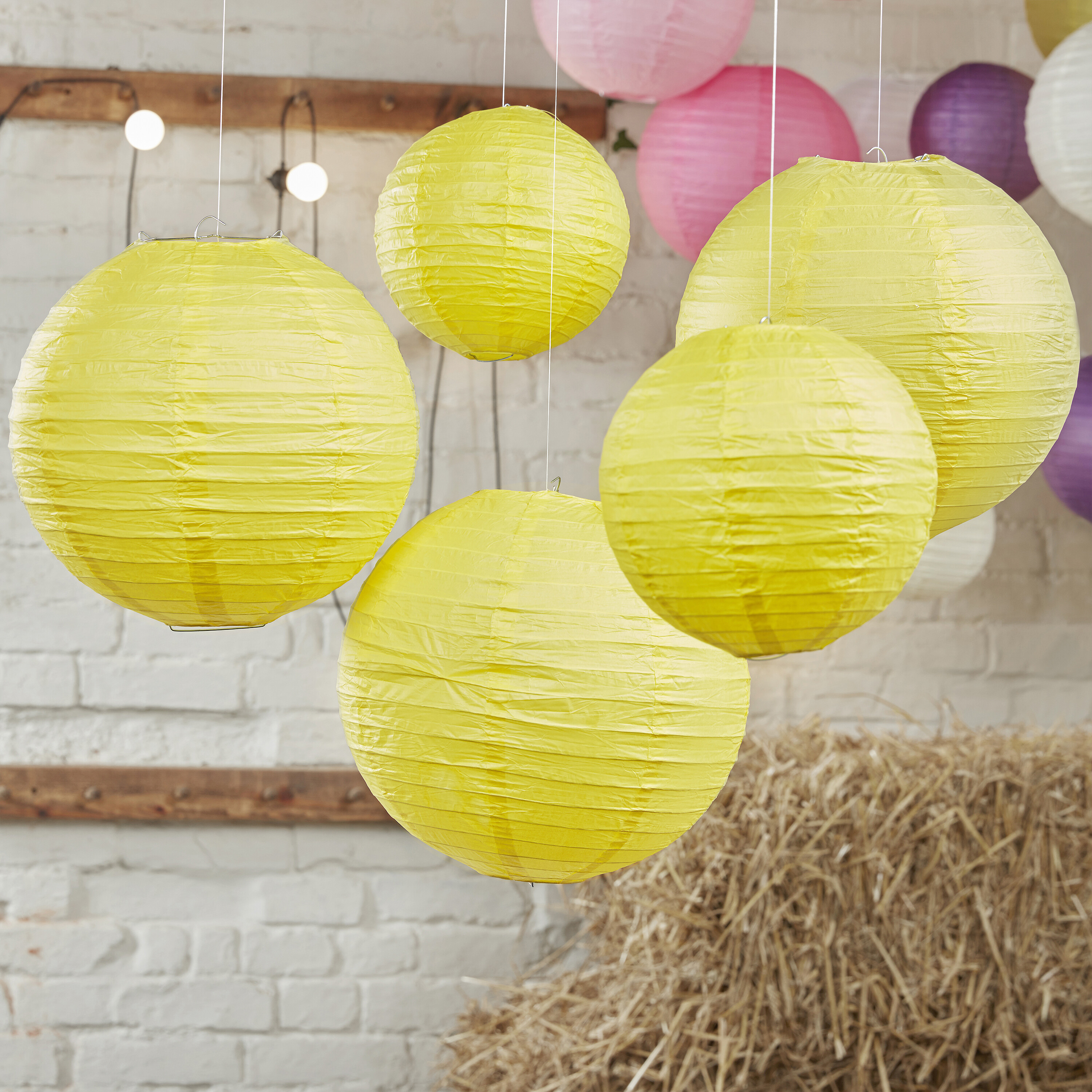 Yellow Paper Lantern Decorations | Ginger Ray