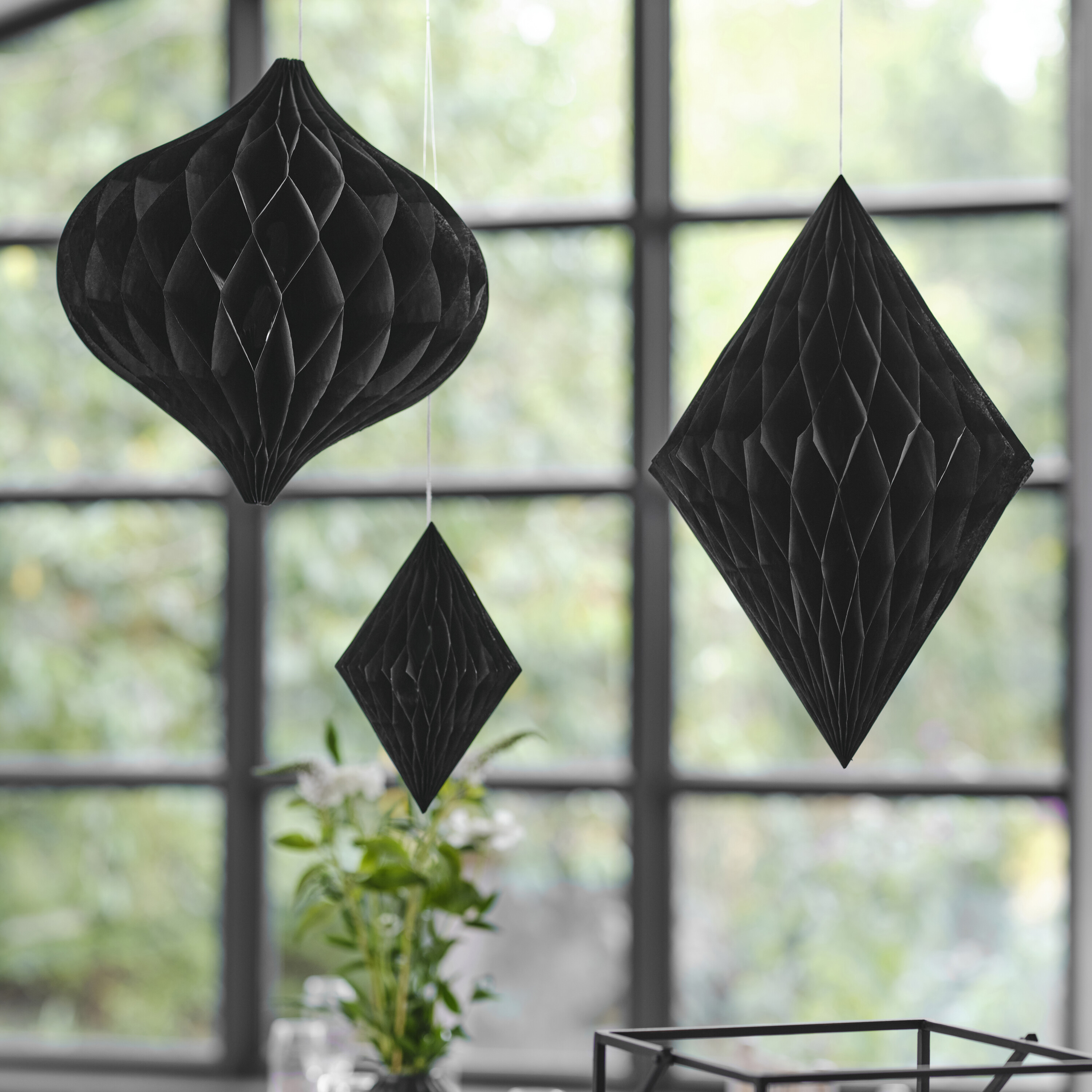 Black Honeycomb Paper Hanging Decorations | Ginger Ray Black Honeycomb Paper Hanging Decorations | Ginger Ray
