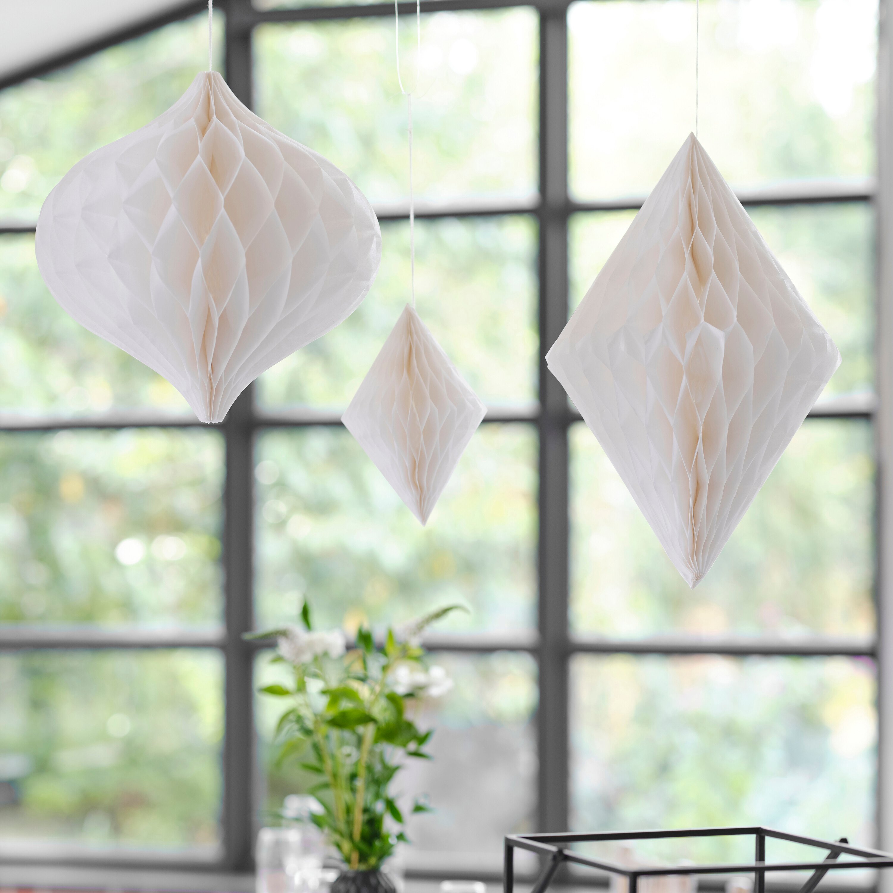 White Honeycomb Paper Hanging Decorations | Ginger Ray White Honeycomb Paper Hanging Decorations | Ginger Ray