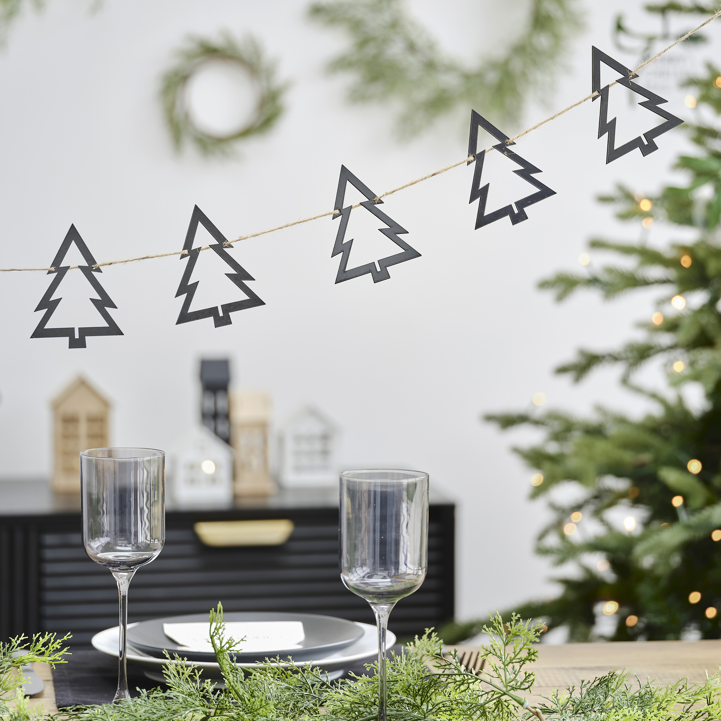 Black Wooden Tree Christmas Bunting | Ginger Ray