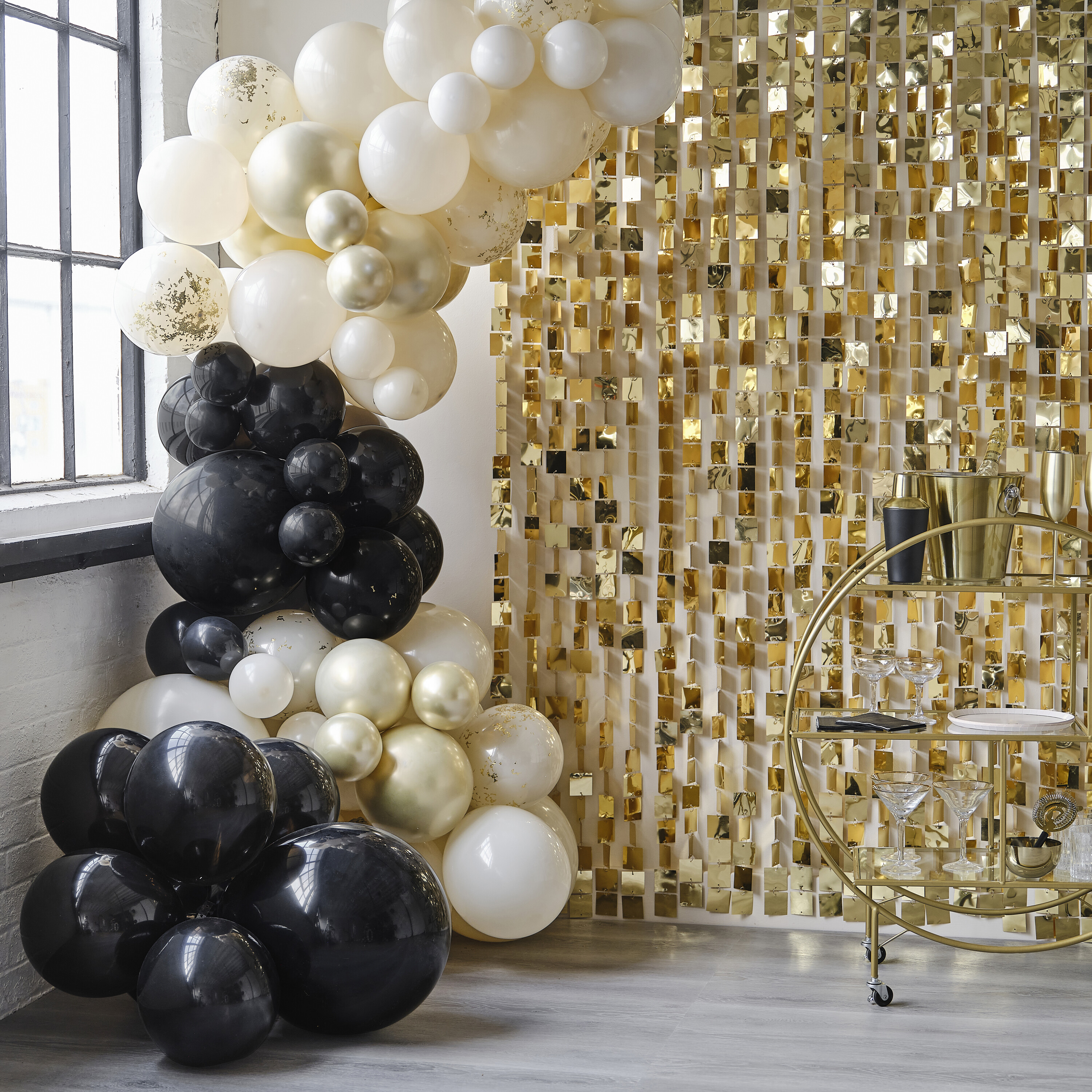 Black, Nude and Champagne Gold Balloon Arch Birthday Decorations ...