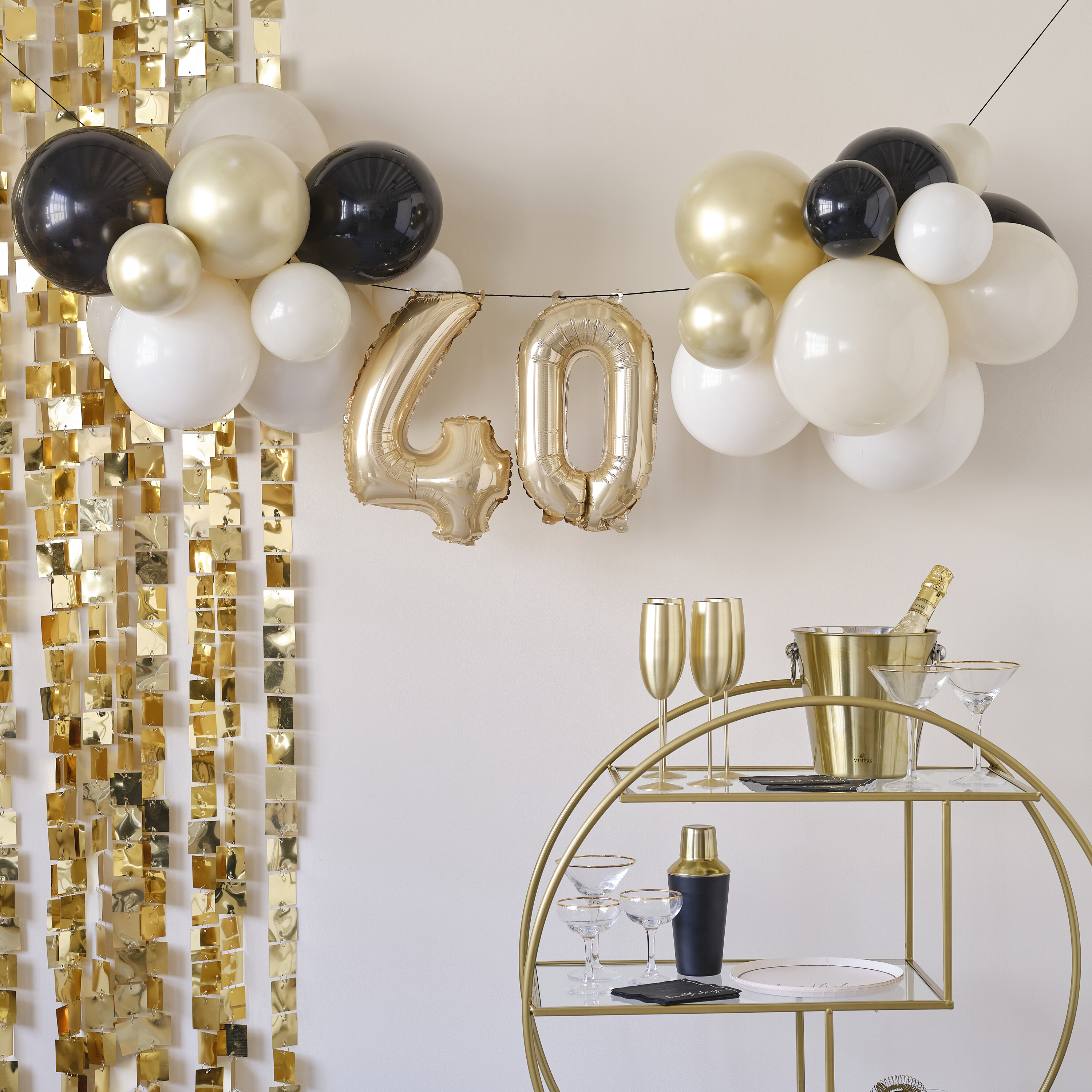 40th Birthday Milestone Balloon Bunting Decoration Birthday Decorations ...