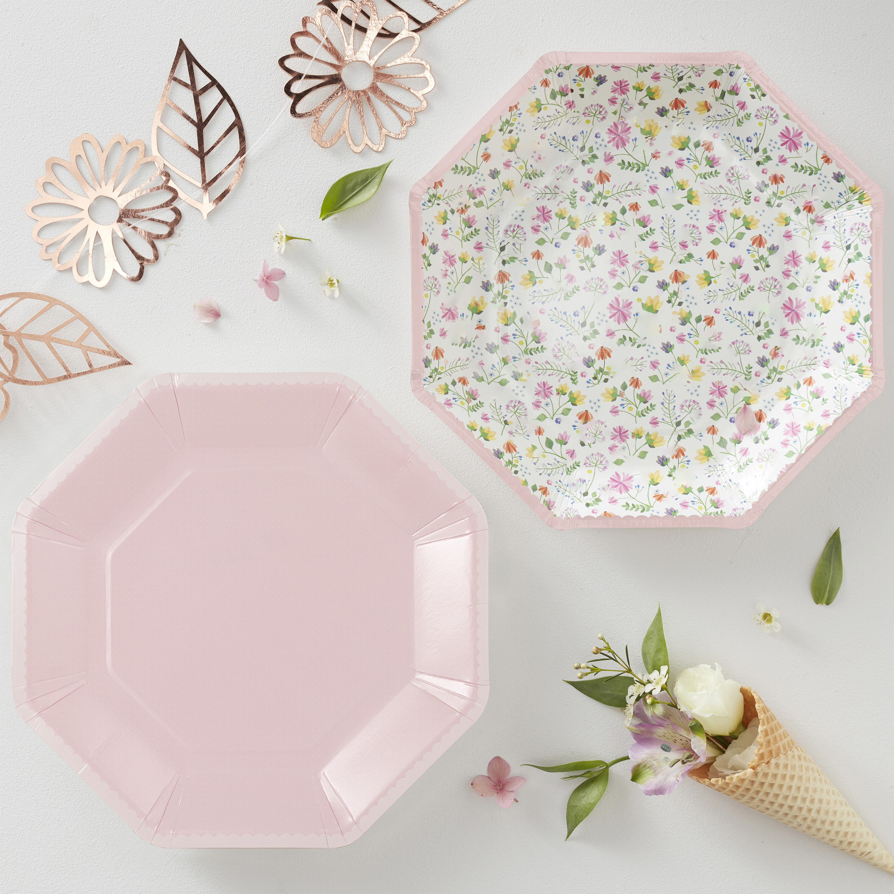 Pink Paper Floral Plates | Ginger Ray
