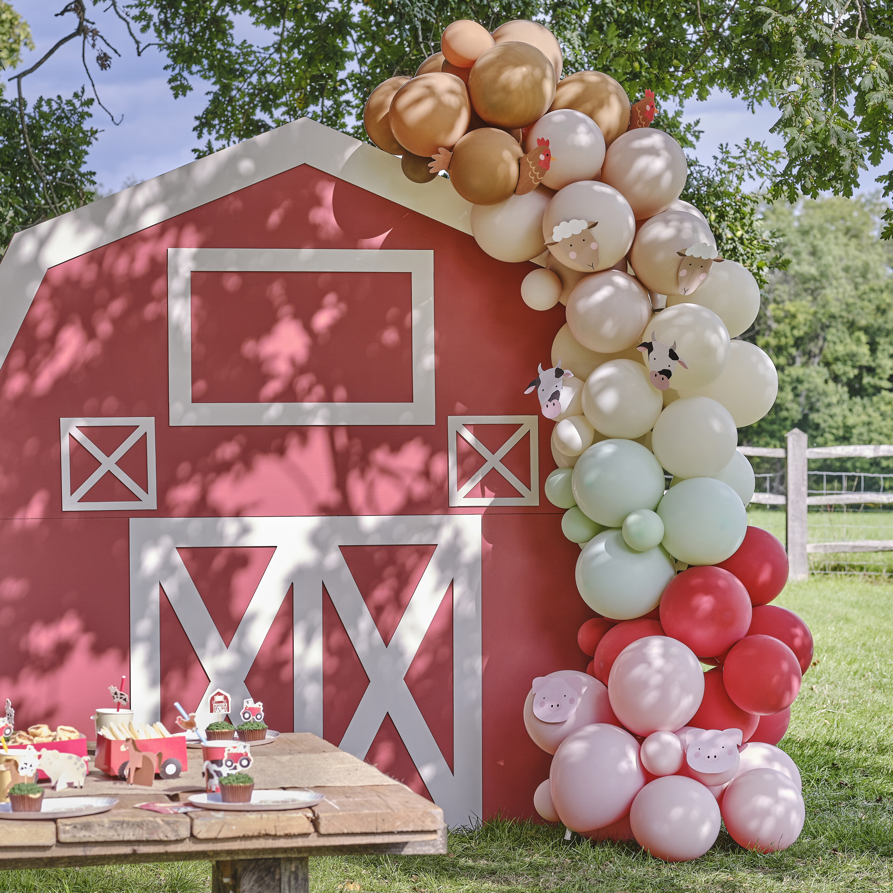 Farm Party Balloon Arch with Card Animals | Ginger Ray
