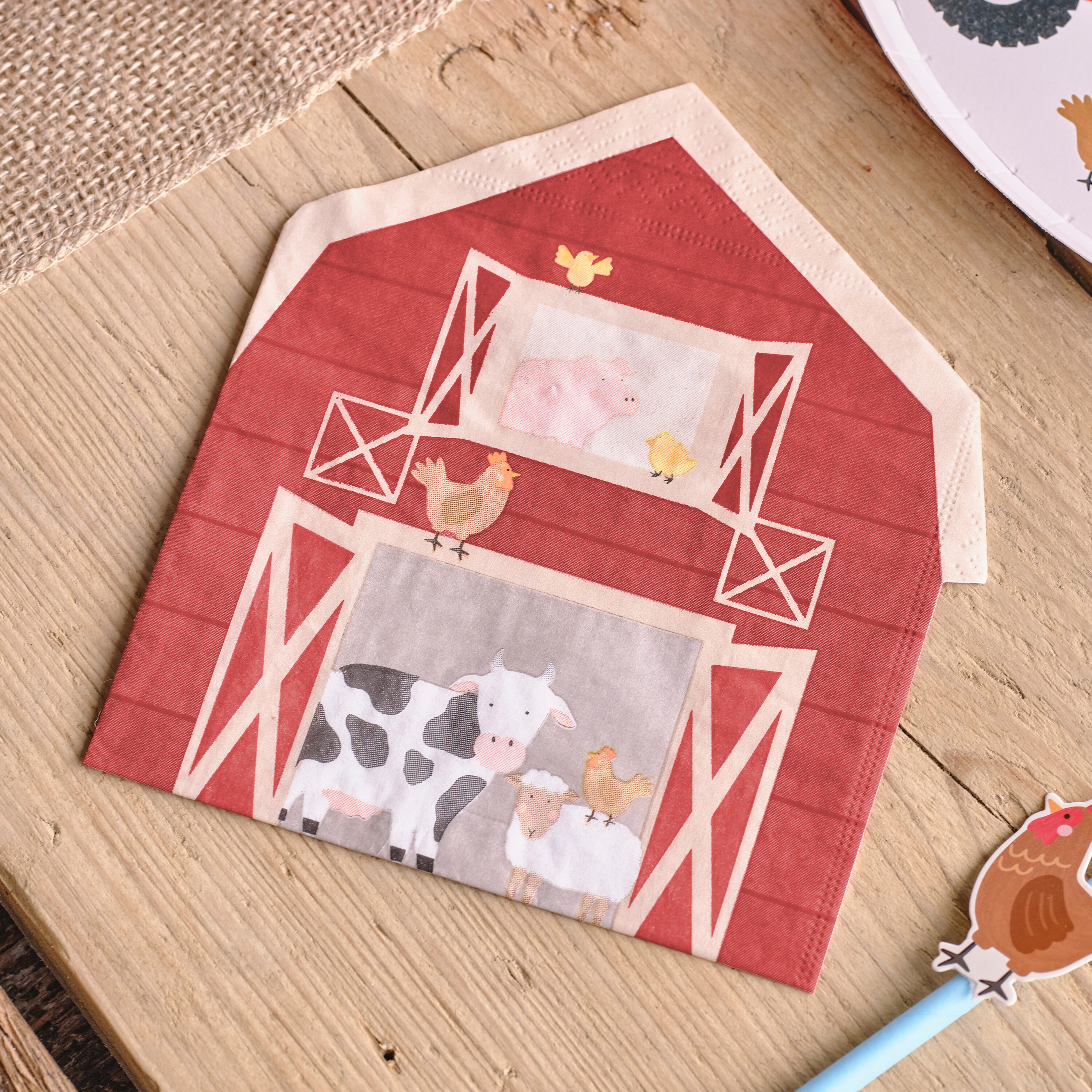 Barn Shaped Farm Paper Party Napkins | Ginger Ray