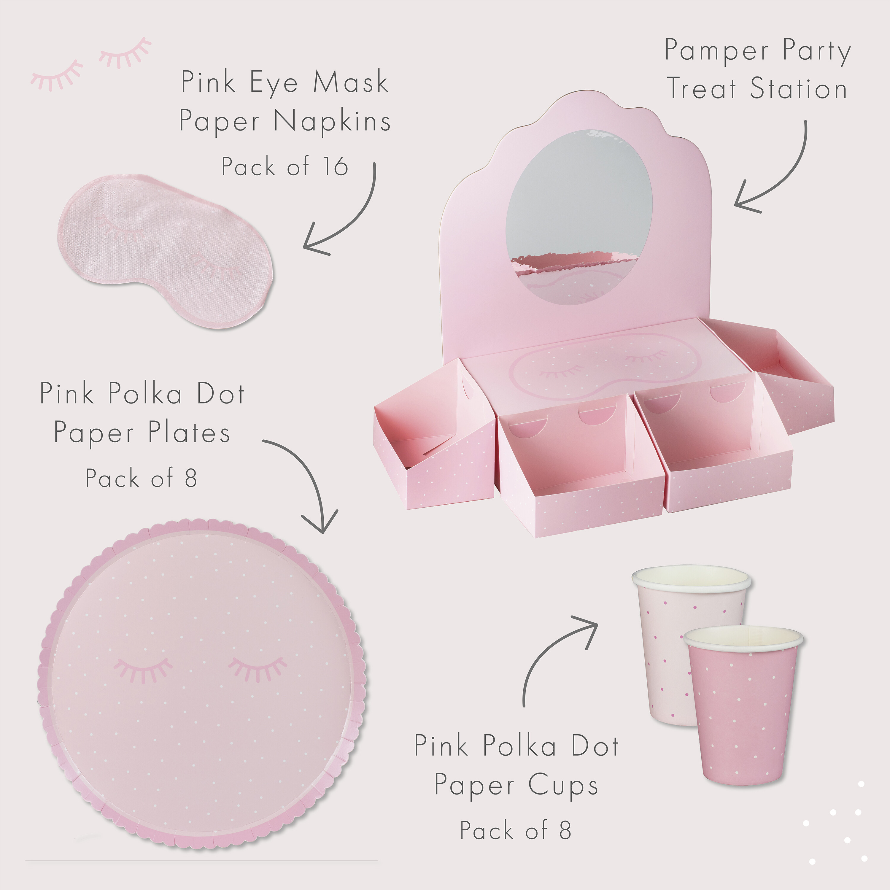 Pamper Party Tableware & Treat Stand Kit | Ginger Ray