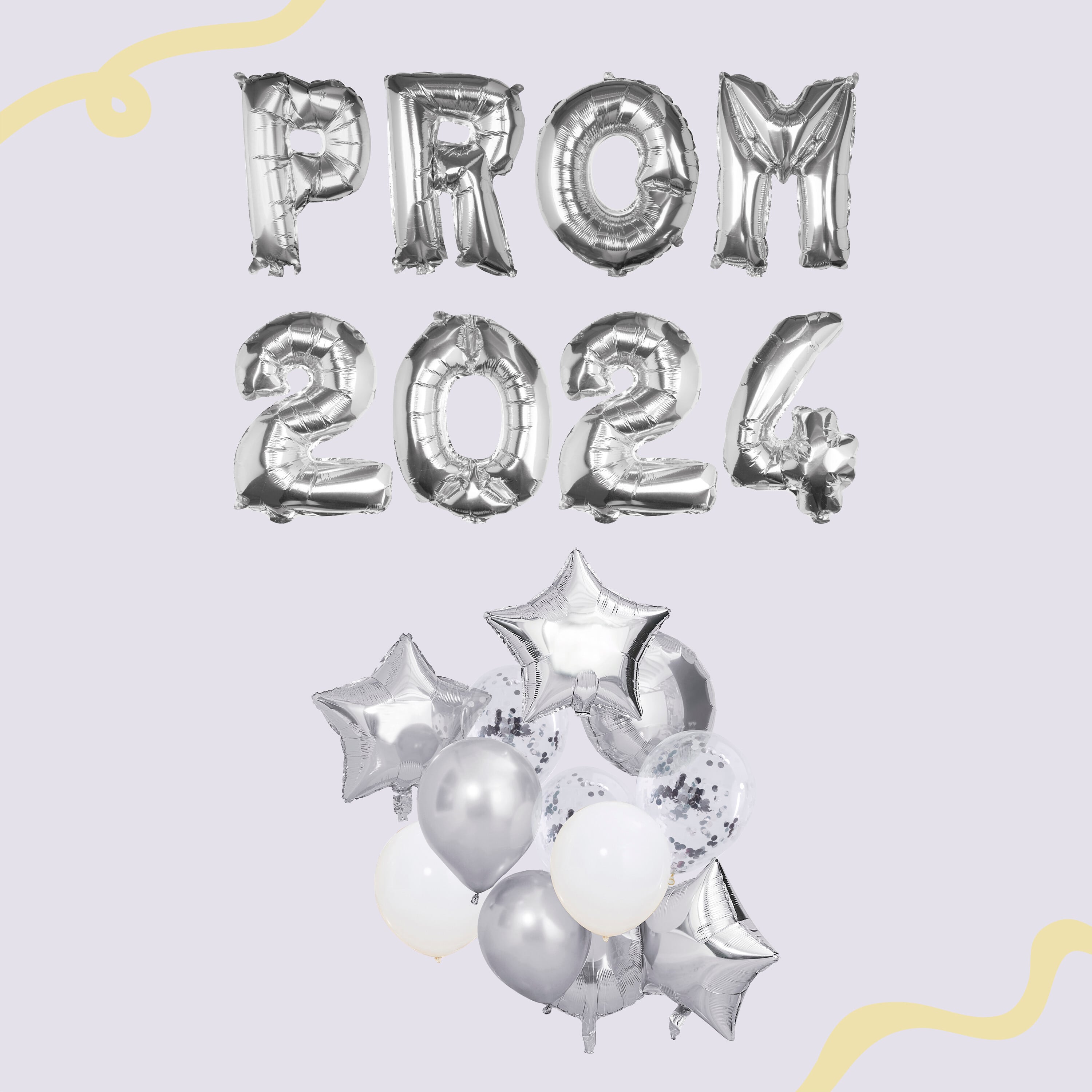 Silver Prom 2024 Balloon Bundle Letter Balloons | Ginger Ray