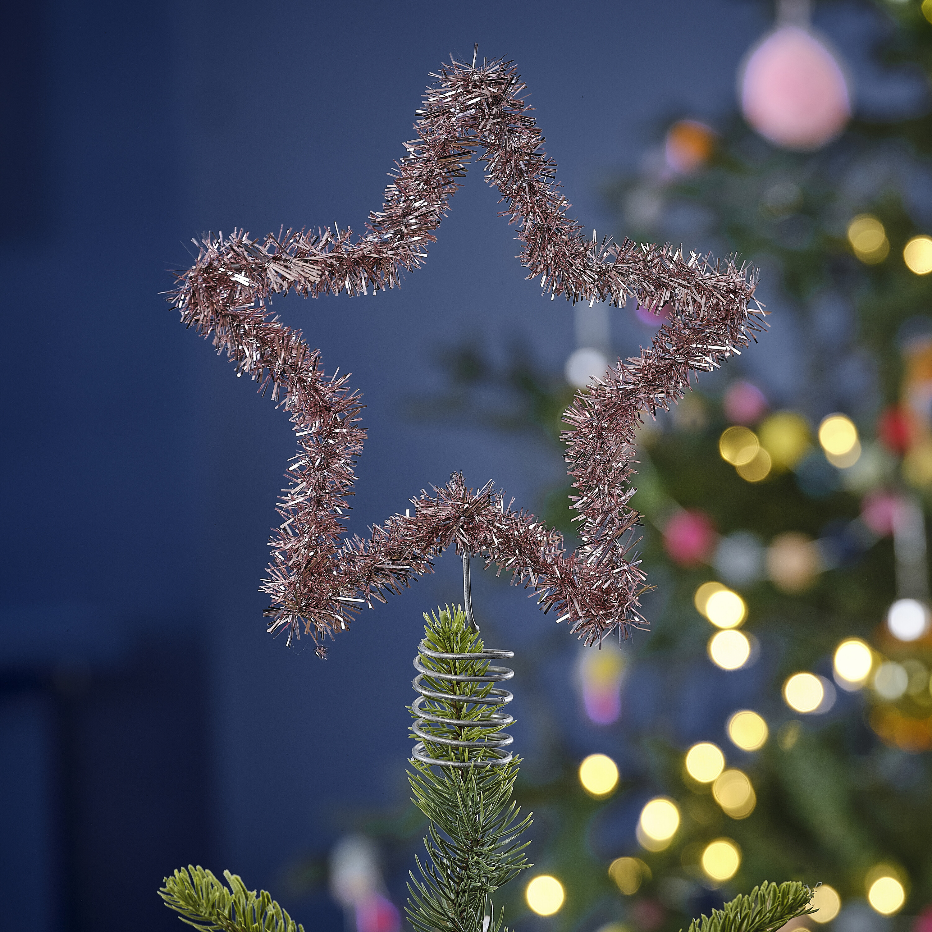Pink Christmas Tree Topper - Tinsel Christmas Tree Star Topper | Ginger Ray