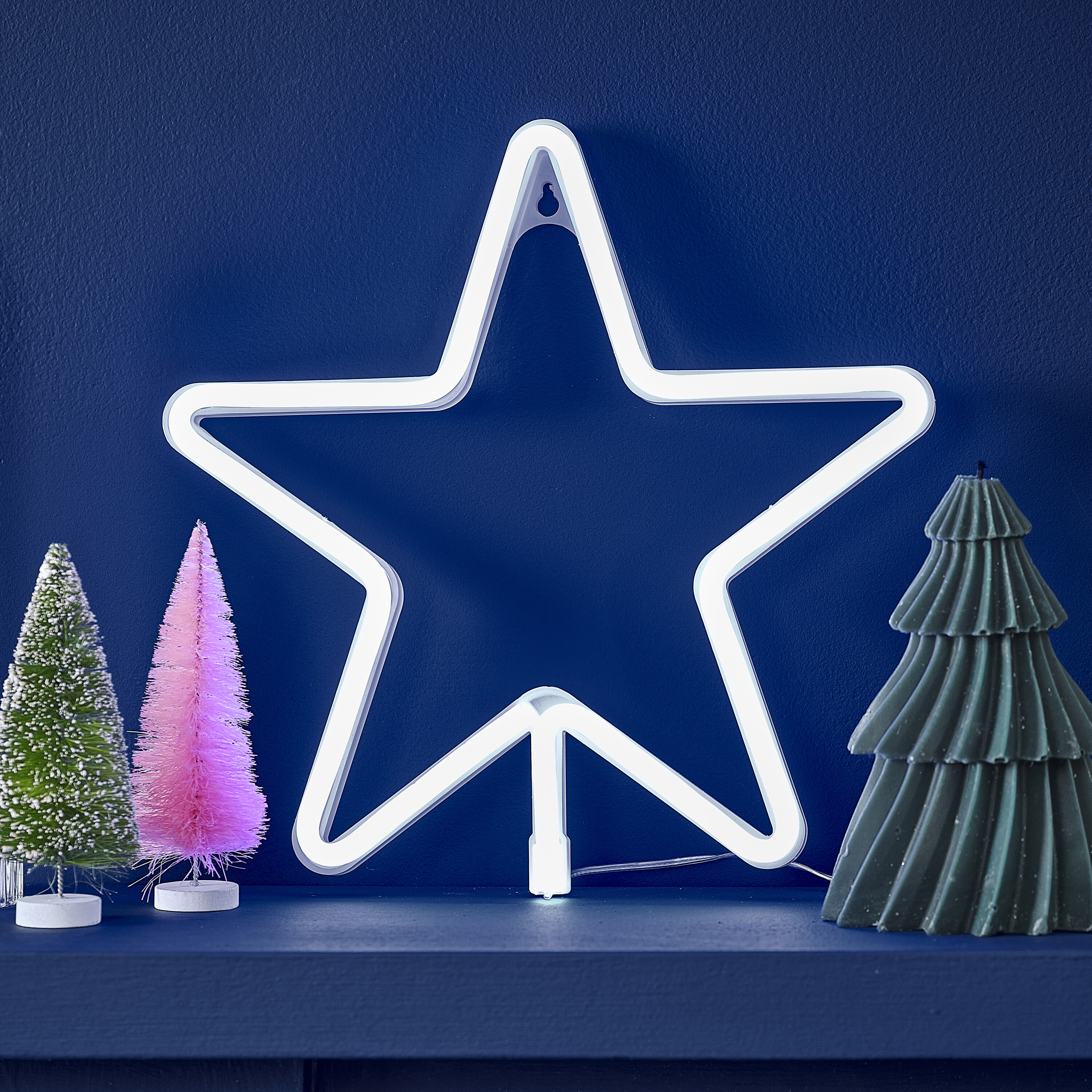Large Christmas Star - White Neon Light Up Christmas Star | Ginger Ray