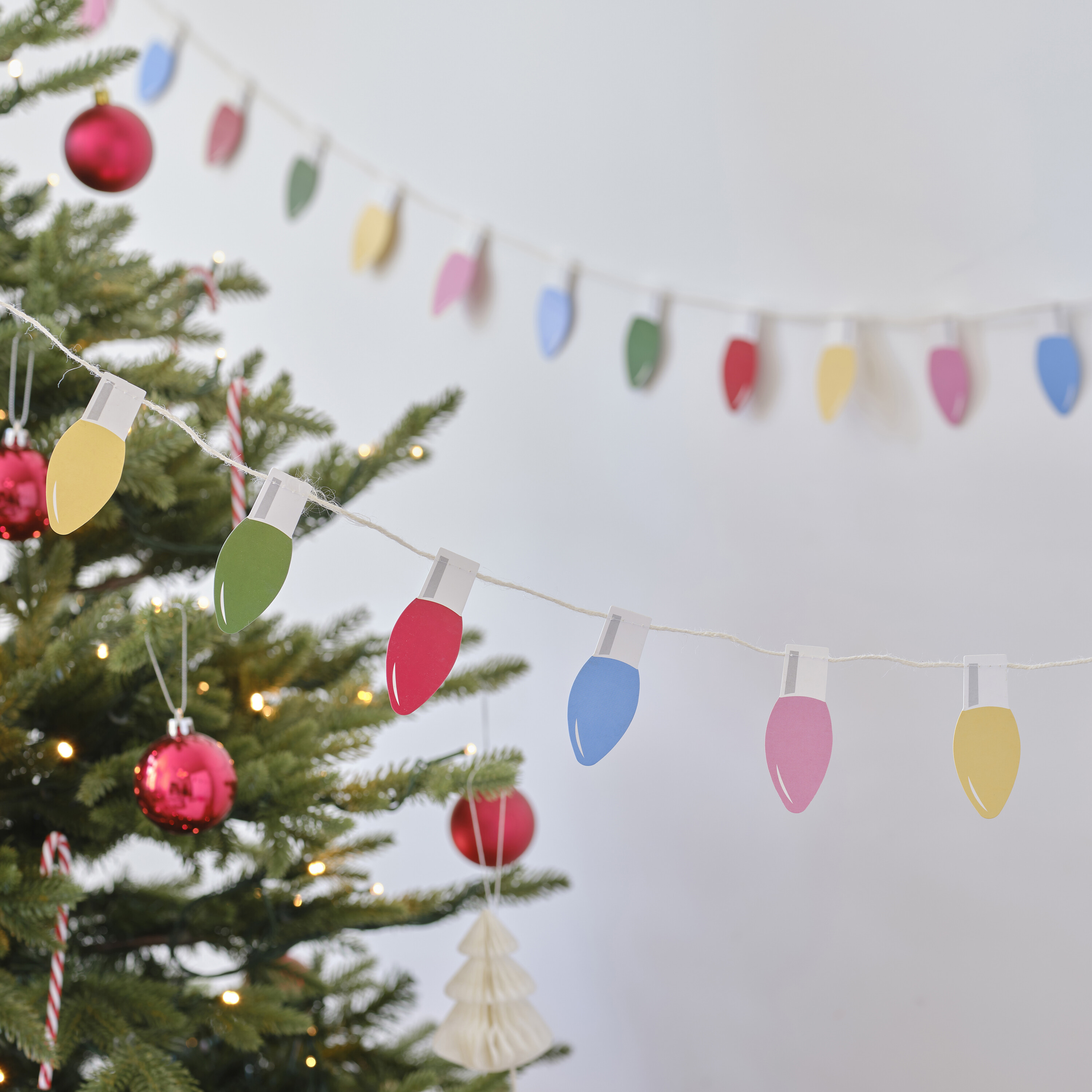 Multicoloured Lightbulb Christmas Garland | Ginger Ray