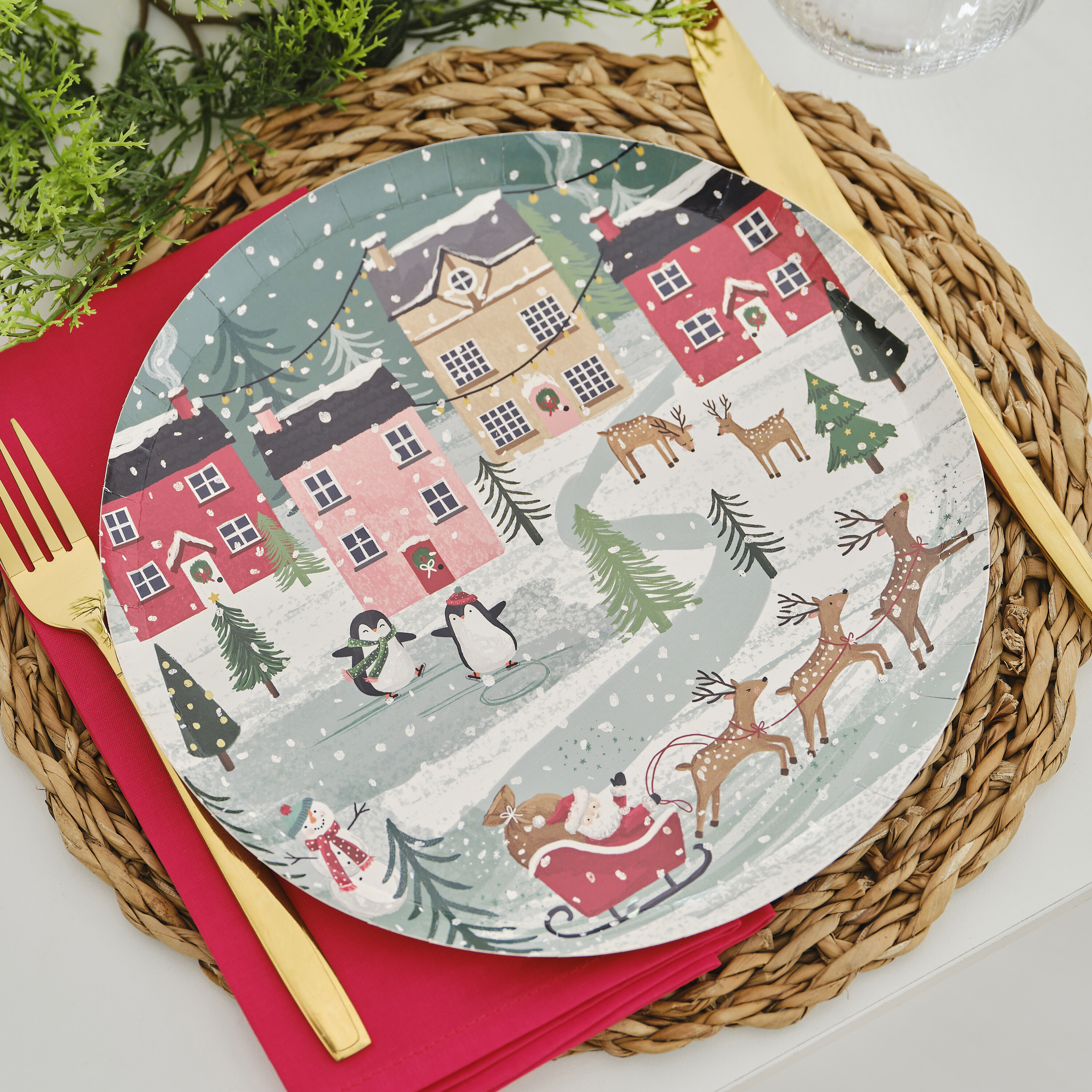Festive Scene Christmas Paper Plates | Ginger Ray