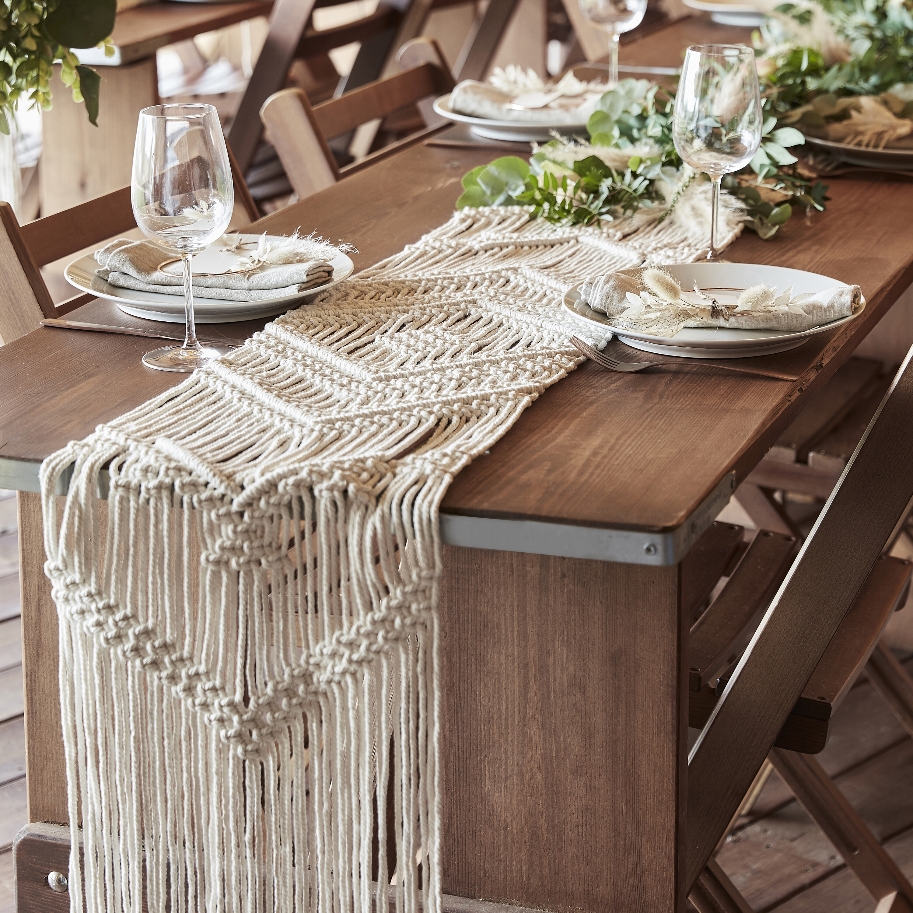 White Macrame Table Runner | Ginger Ray