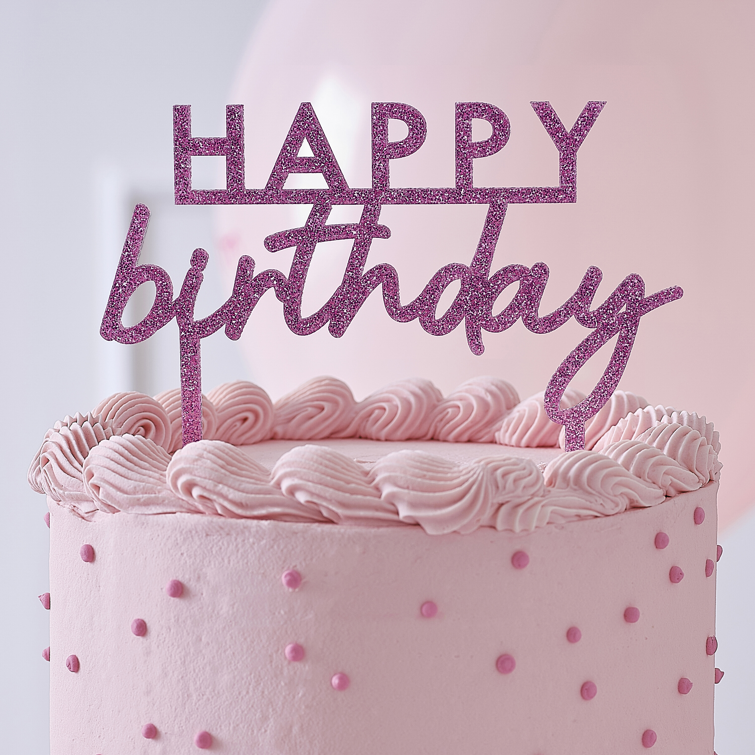 Pink Glitter Acrylic Happy Birthday Cake Topper Cake Decorations ...