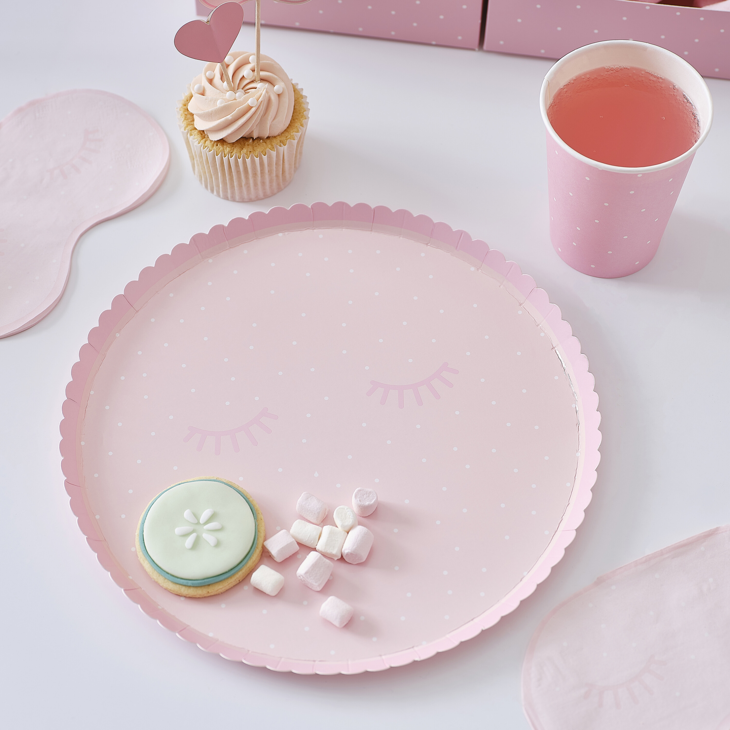Pink Polka Dot Pamper Party Paper Plates | Ginger Ray