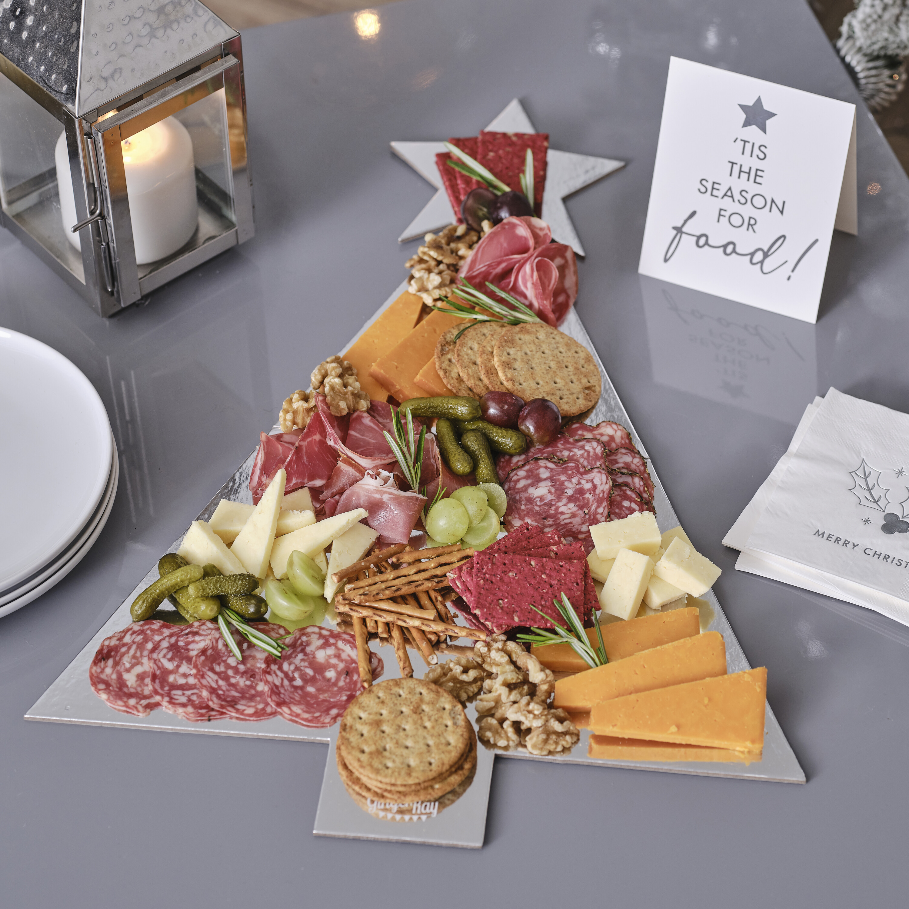 Silver Tree Shaped Christmas Grazing Board | Ginger Ray