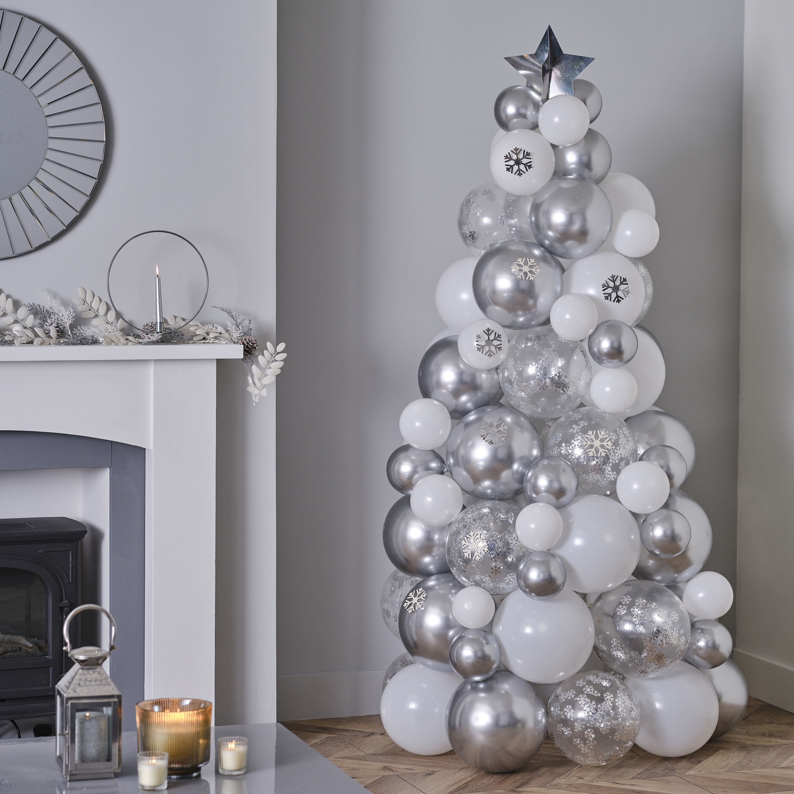 Silver Chrome And Confetti Balloon Christmas Tree Ginger Ray