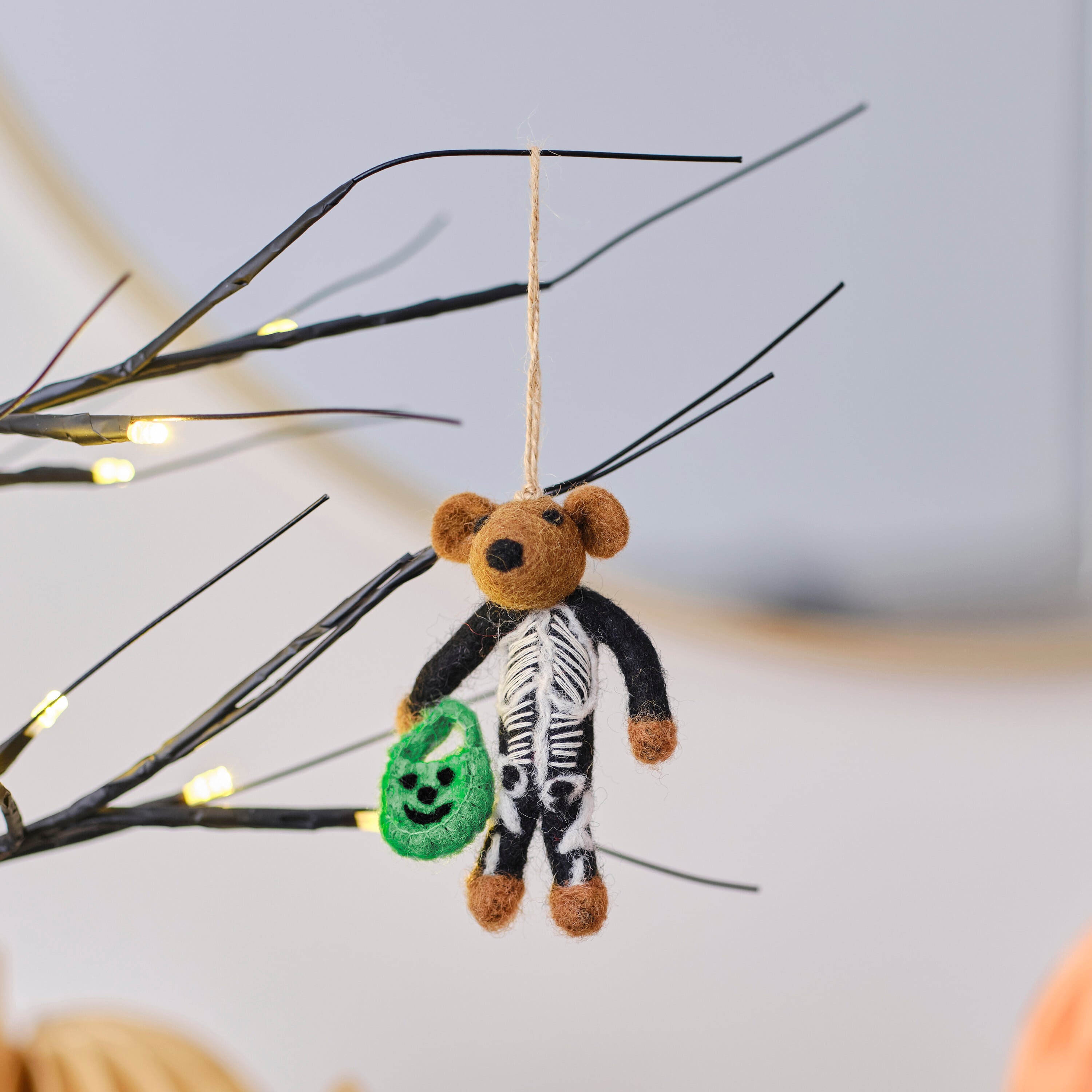 Felt Skeleton Bear Hanging Halloween Tree Decoration | Ginger Ray