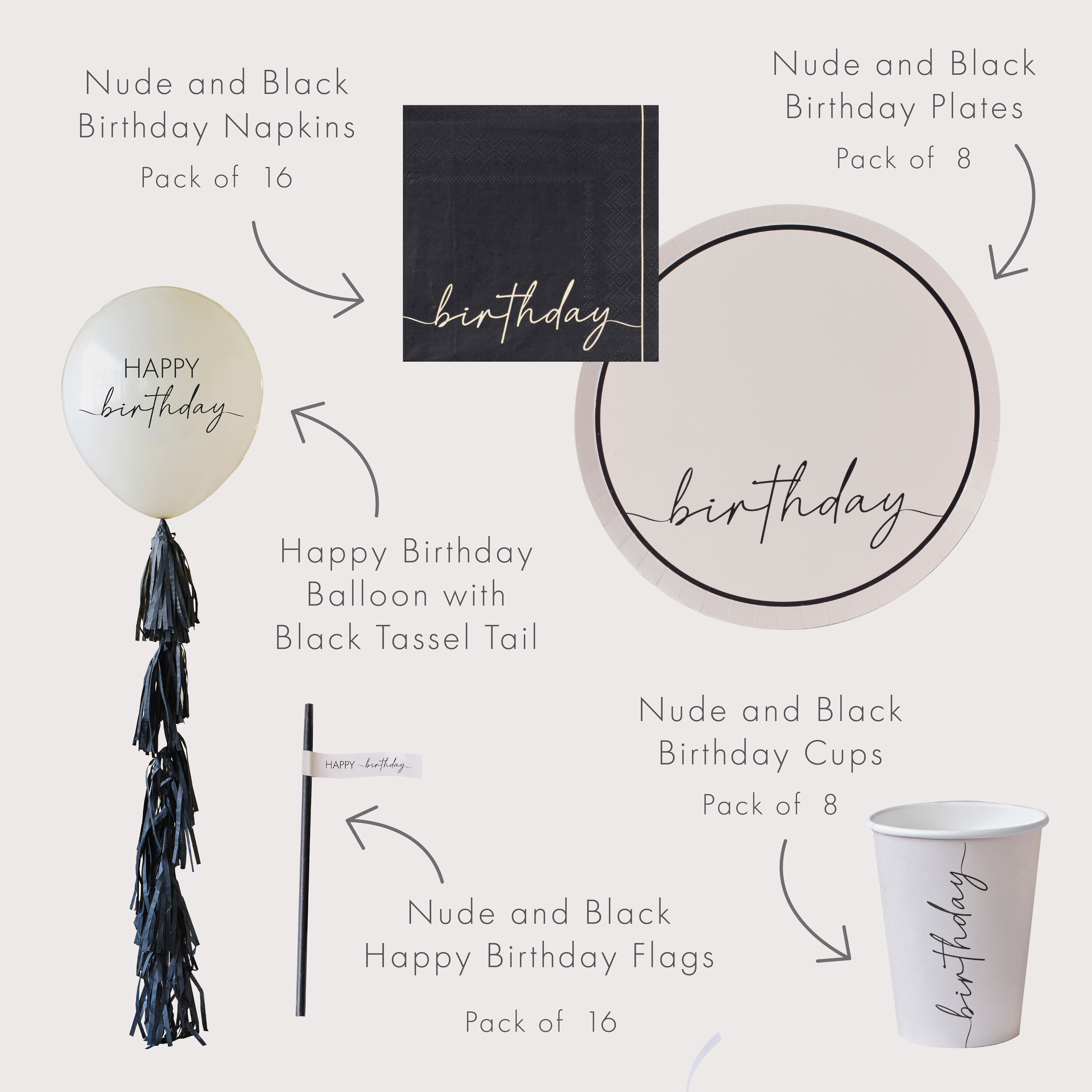 Black & White Birthday Party Collection Birthday Party Decorations ...