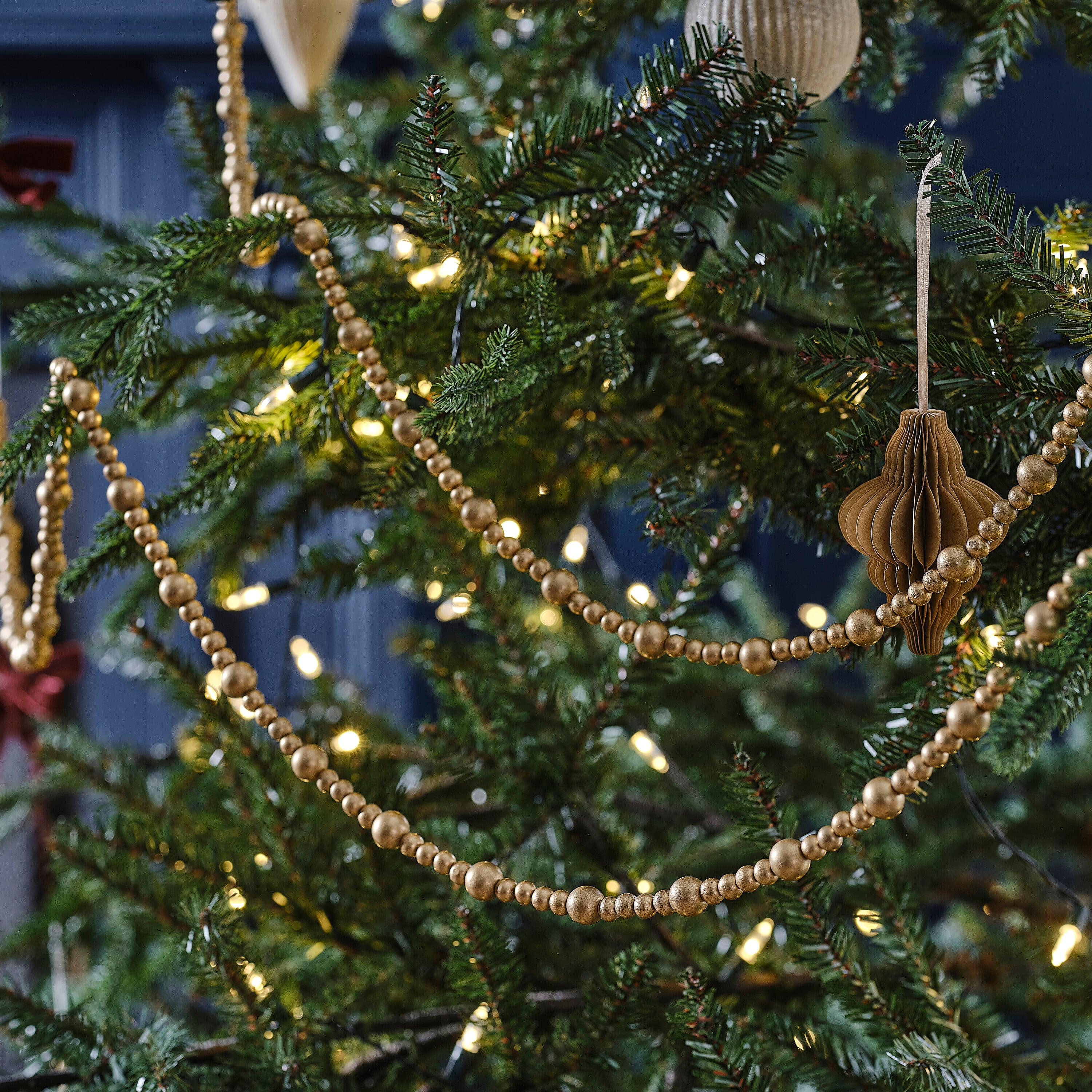 PRE-ORDER: Wooden Gold Beaded Garland - Delivery from 8th December ...
