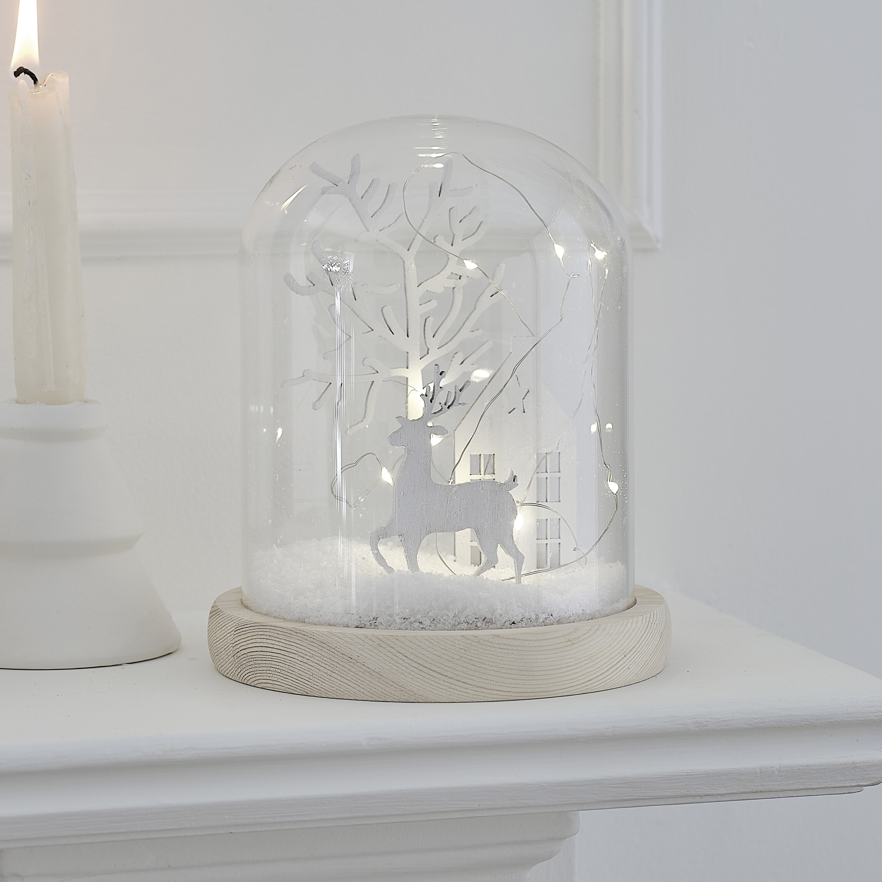 Christmas Cloche - Winter Scene Cloche Light Up Christmas Decoration ...