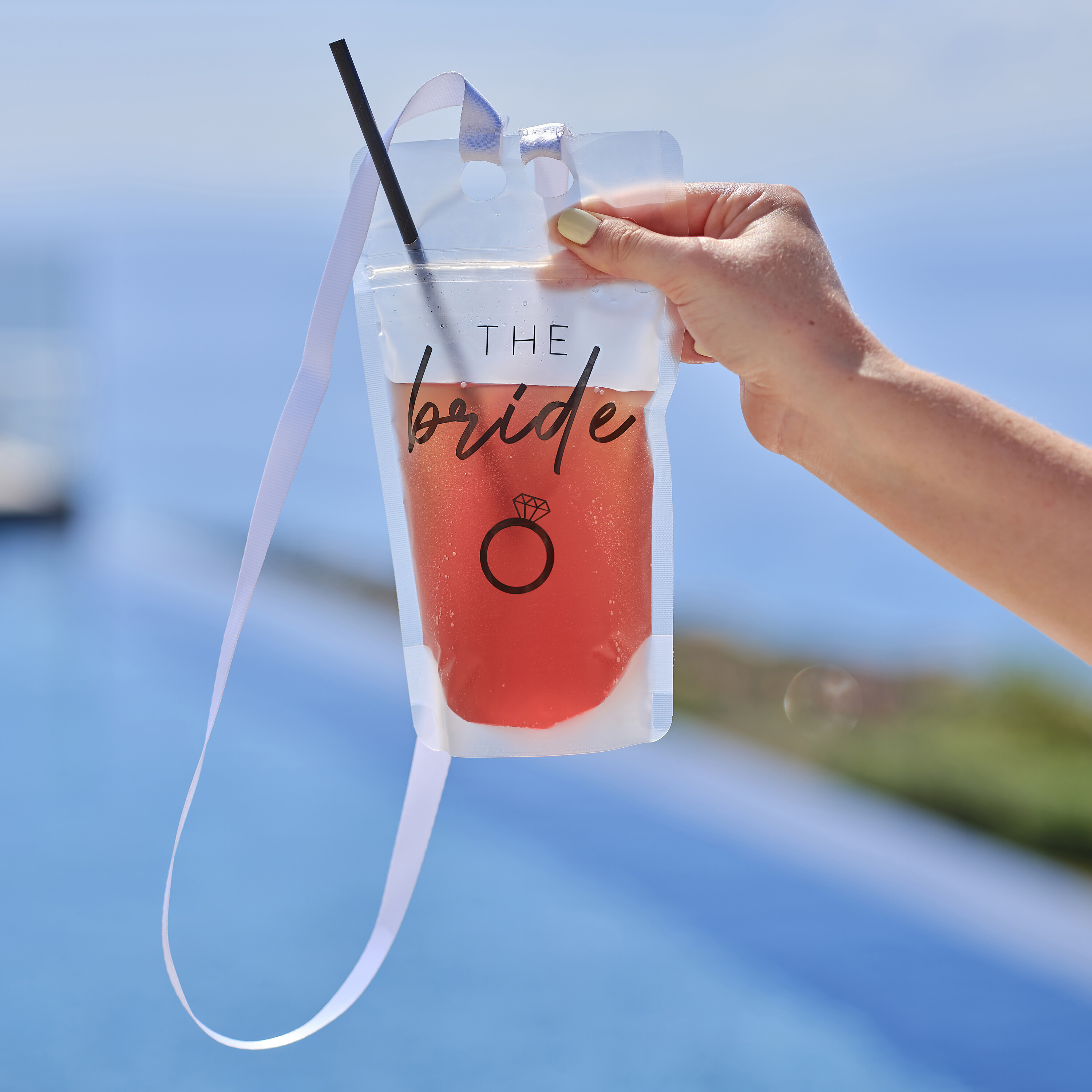 The Bride Bachelorette Party Drink Pouch with Straw and Lanyard ...