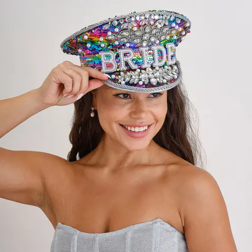 rhinestone bride hat